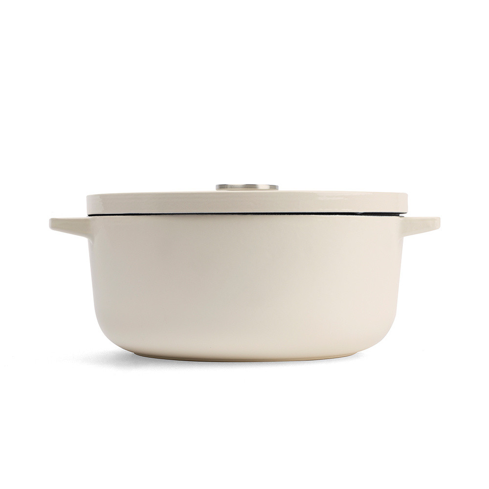 Runder Bräter aus Gusseisen 26cm - 5,2L in Crème | KitchenAid DE