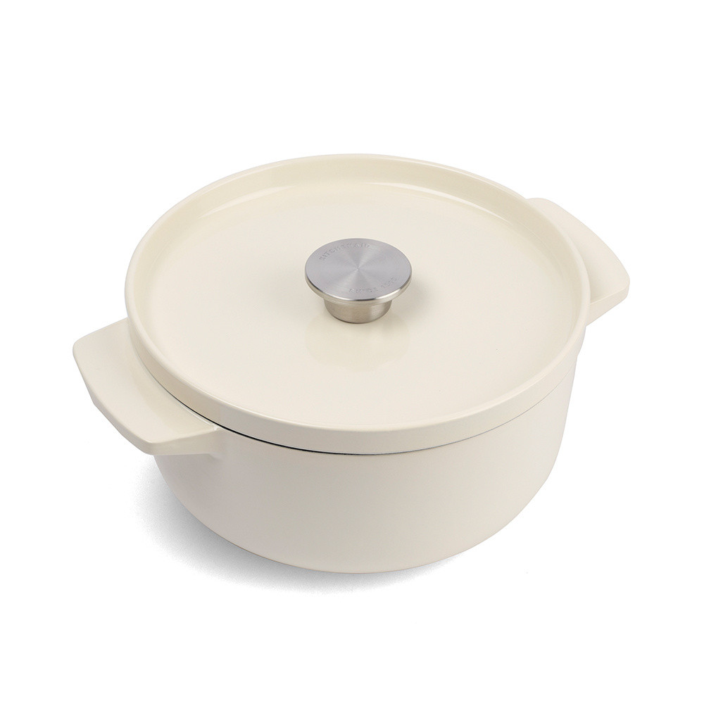 Runder Bräter aus Gusseisen 22cm - 3,3L in Crème | KitchenAid DE